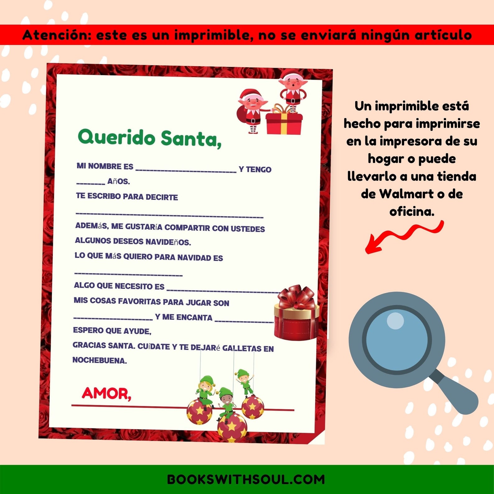 Carta a Santa Claus Versión En Español Letter to Santa Claus, Carta ...