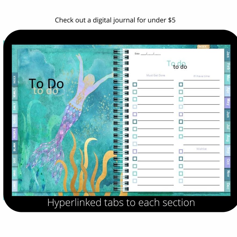 Mermaid Undated Monthly Digital Planner | iPad | Goodnotes ...
