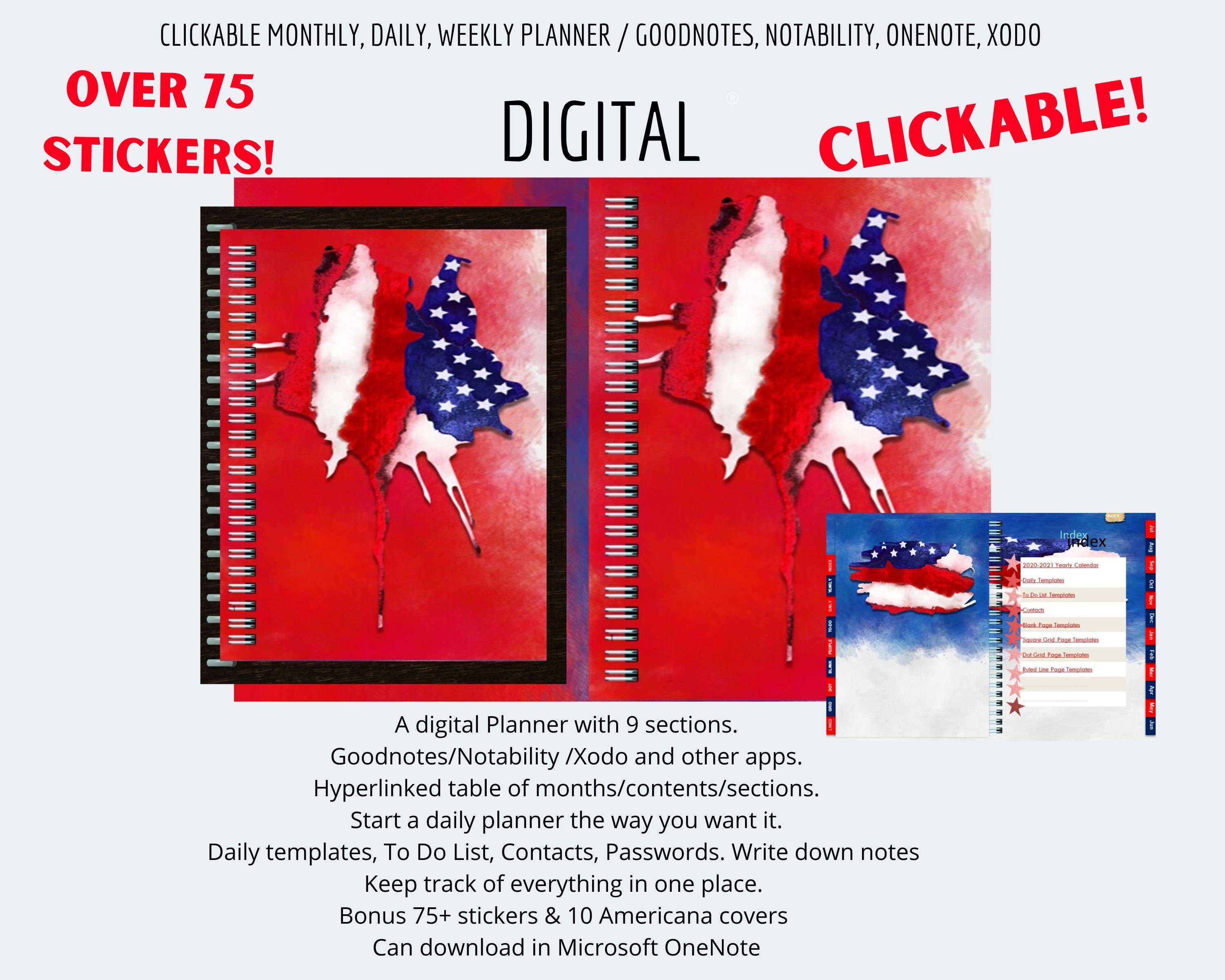 Digital Americana Planner/goodnotes/notability Clickable /yearly ...