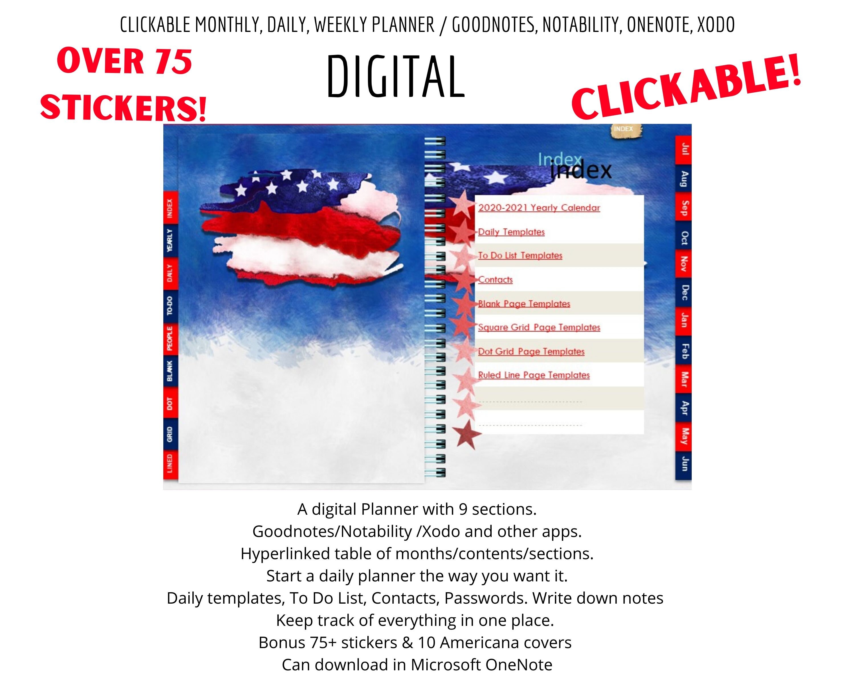 Digital Americana Planner/goodnotes/notability Clickable /yearly ...