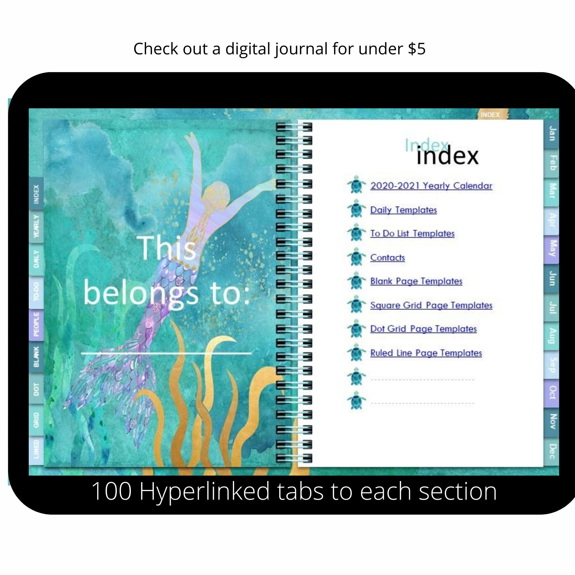 Mermaid Undated Monthly Digital Planner iPad Goodnotes Hyperlinked ...
