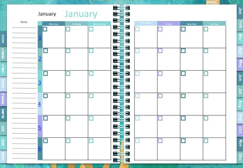 Mermaid Undated Monthly Digital Planner | iPad | Goodnotes ...