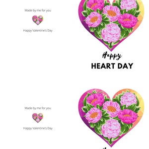 Valentine Note Card- Blank Inside Printable Six Different Designs 12 ...