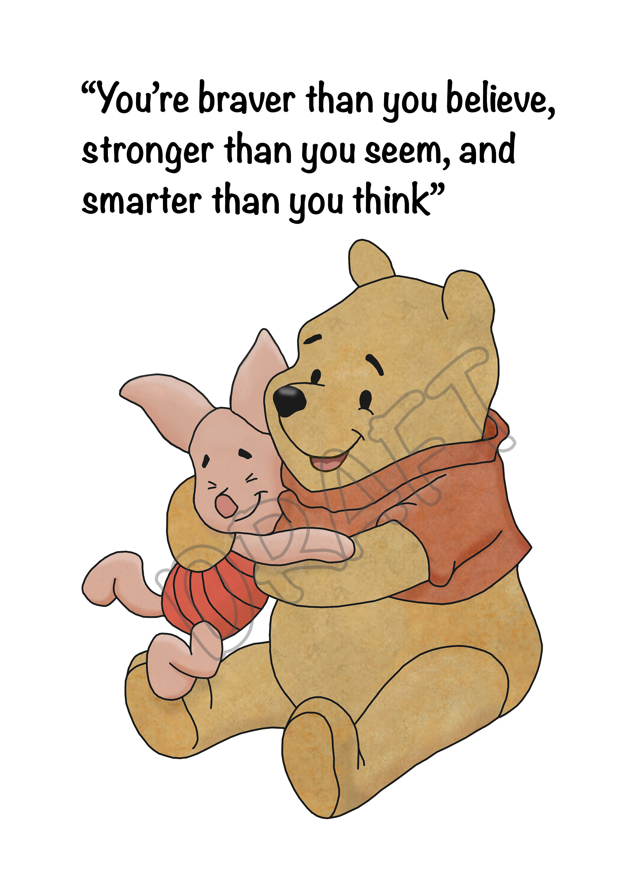 Winnie the Pooh and Piglet, You Are Braver Quote, Digital Download ...