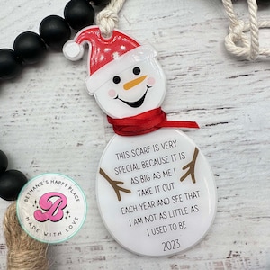 Christmas Ribbon Height Snowman Ornament, Christmas Height Ornament ...