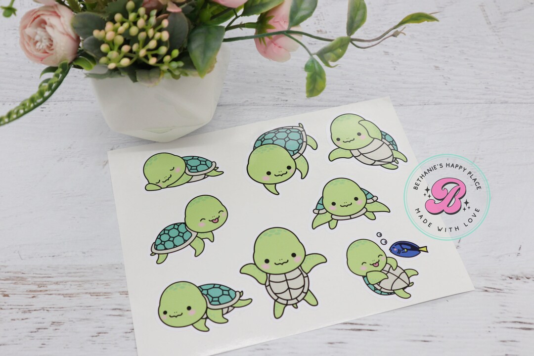 Turtle Stickers - Cute Turtle Stickers - Waterproof Turtle Stickers ...