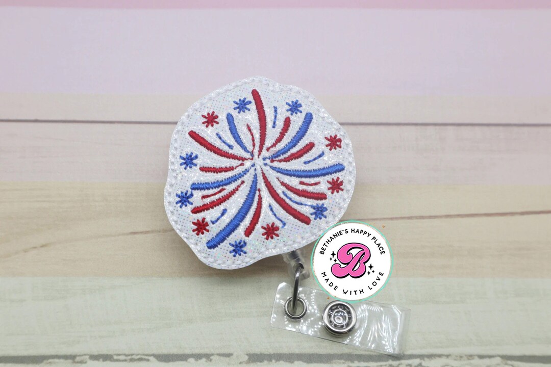 Fireworks Badge Reel 4th of July Badge Reel Fireworks - Etsy
