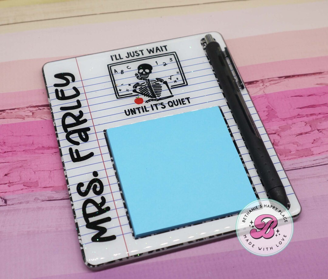 Teacher Sticky Note Holder, Personalized Skeleton Sticky Note Holder ...