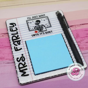 Teacher Sticky Note Holder, Personalized Skeleton Sticky Note Holder ...