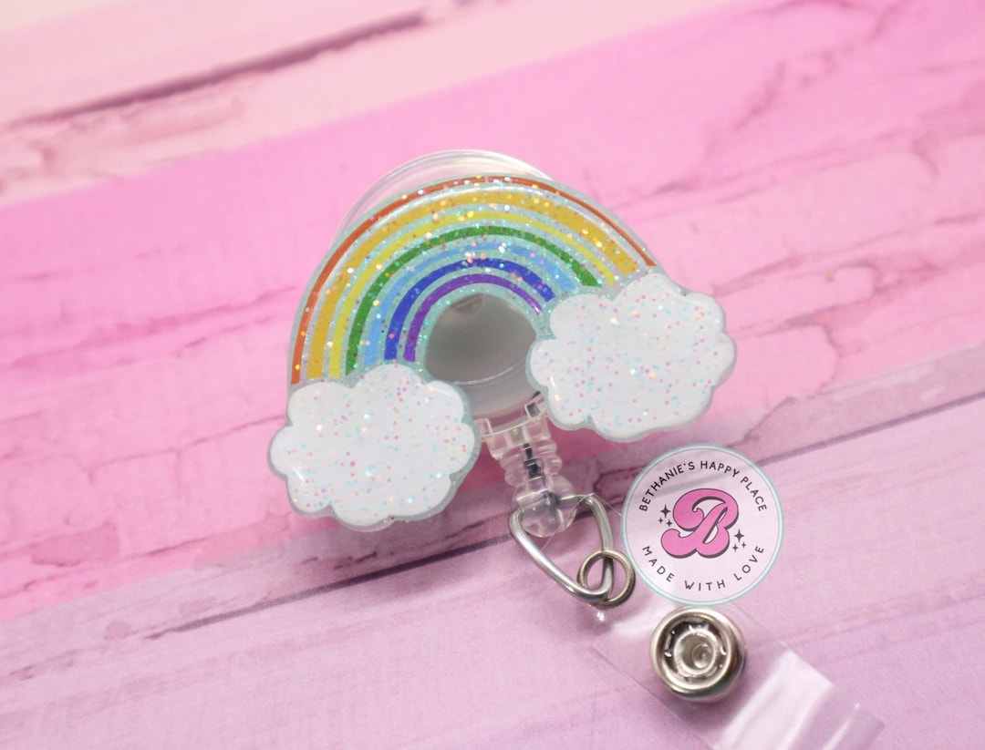 Rainbow Badge Reel, Rainbow Badge Holder, Rainbow Gifts, Badge Reel ...