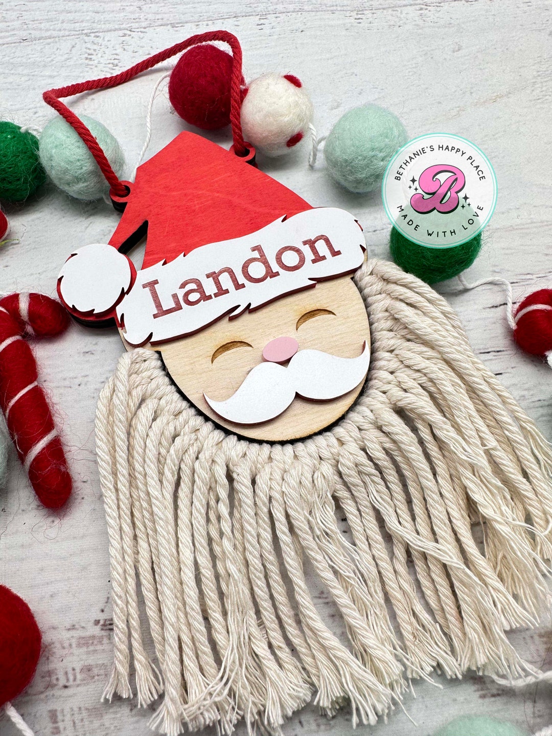 Macrame Santa Christmas Ornament: Personalized Keepsake Gift - Etsy