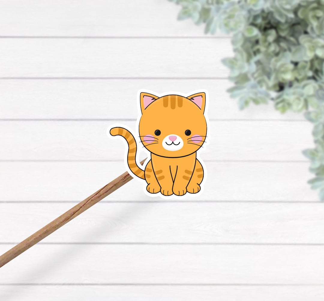 Kitten Sticker - Cat Sticker - Orange Cat Sticker - Kitten Sticker for ...