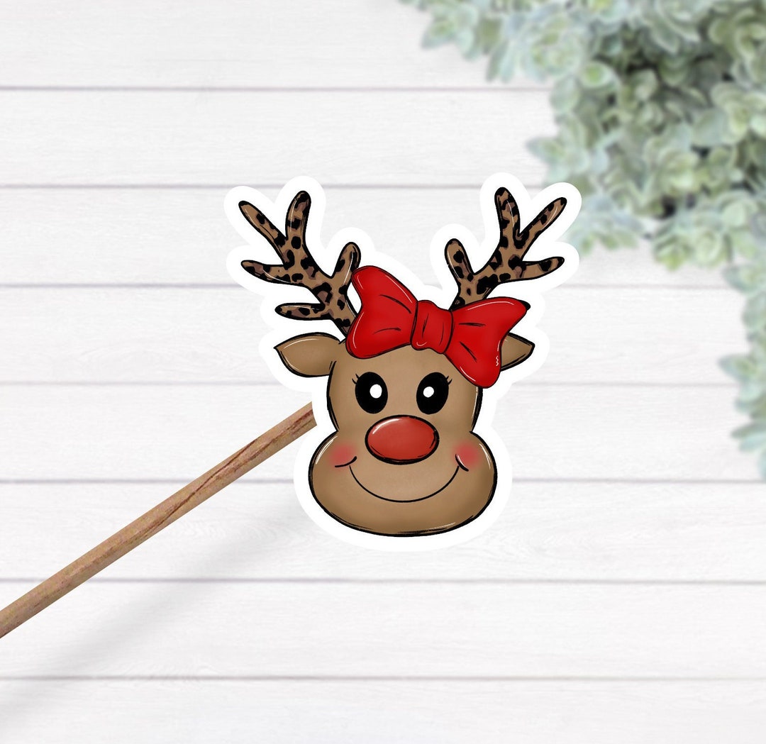 Girl Reindeer Sticker, Christmas Sticker, Waterproof Christmas Sticker ...