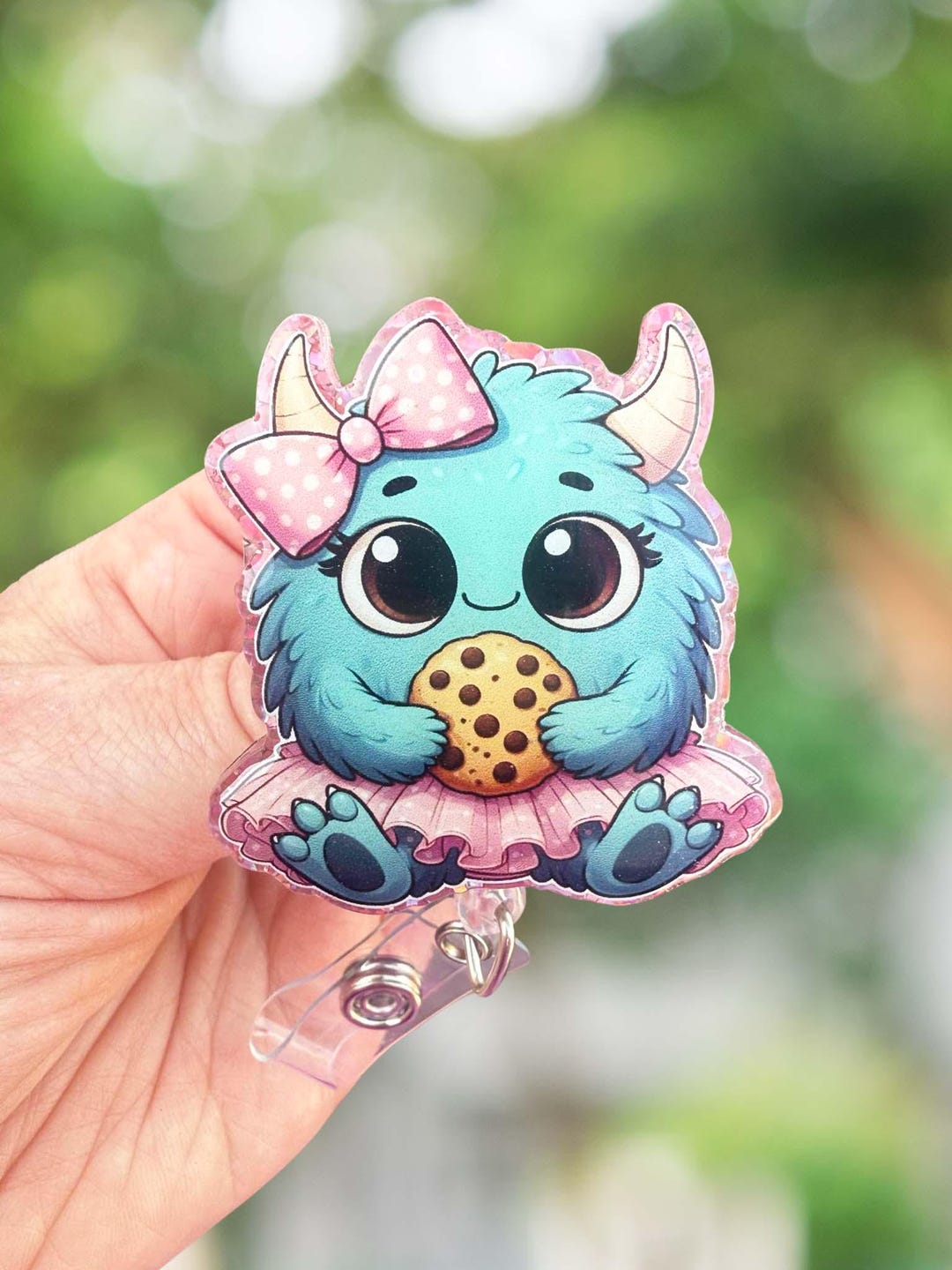 Monster With Cookie Retractable Badge Reel: Pediatrics Nurse Gift - Etsy