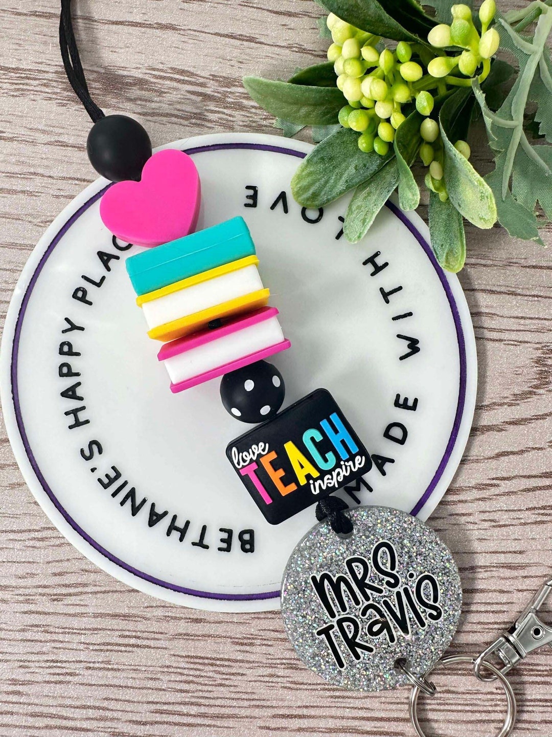 Teacher Beaded Lanyard, Personalized Breakaway Lanyard for Teacher ...