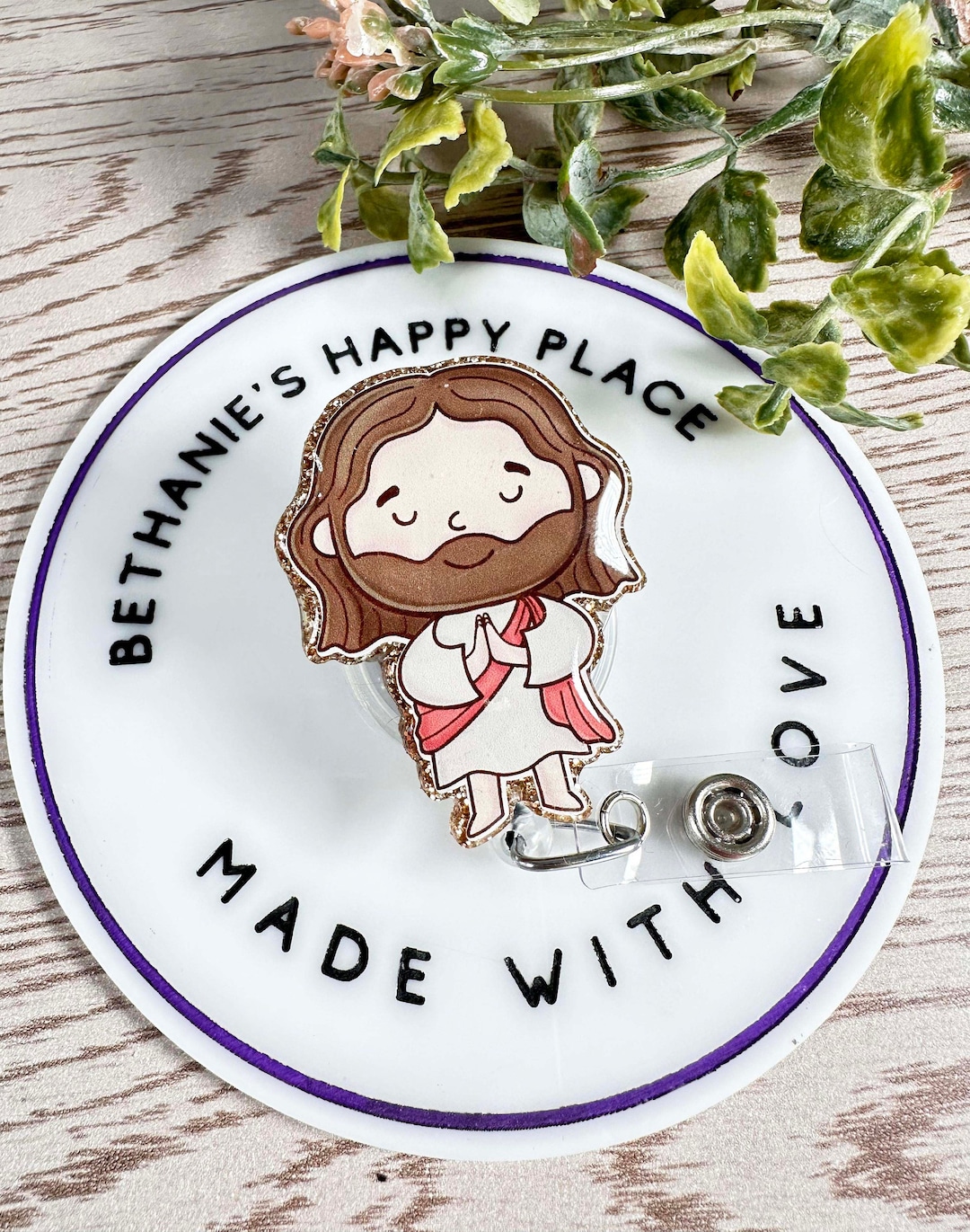 Jesus Retractable Badge Reel, Jesus Badge Holder, Praying Badge Clip ...