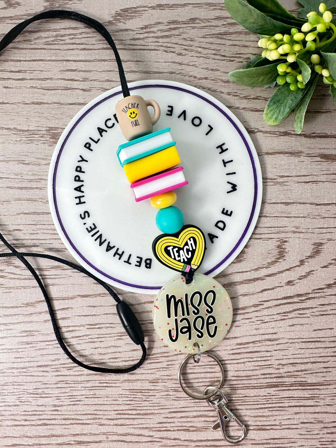 Teacher Fuel Beaded Lanyard, Personalized Breakaway Lanyard for Teacher ...