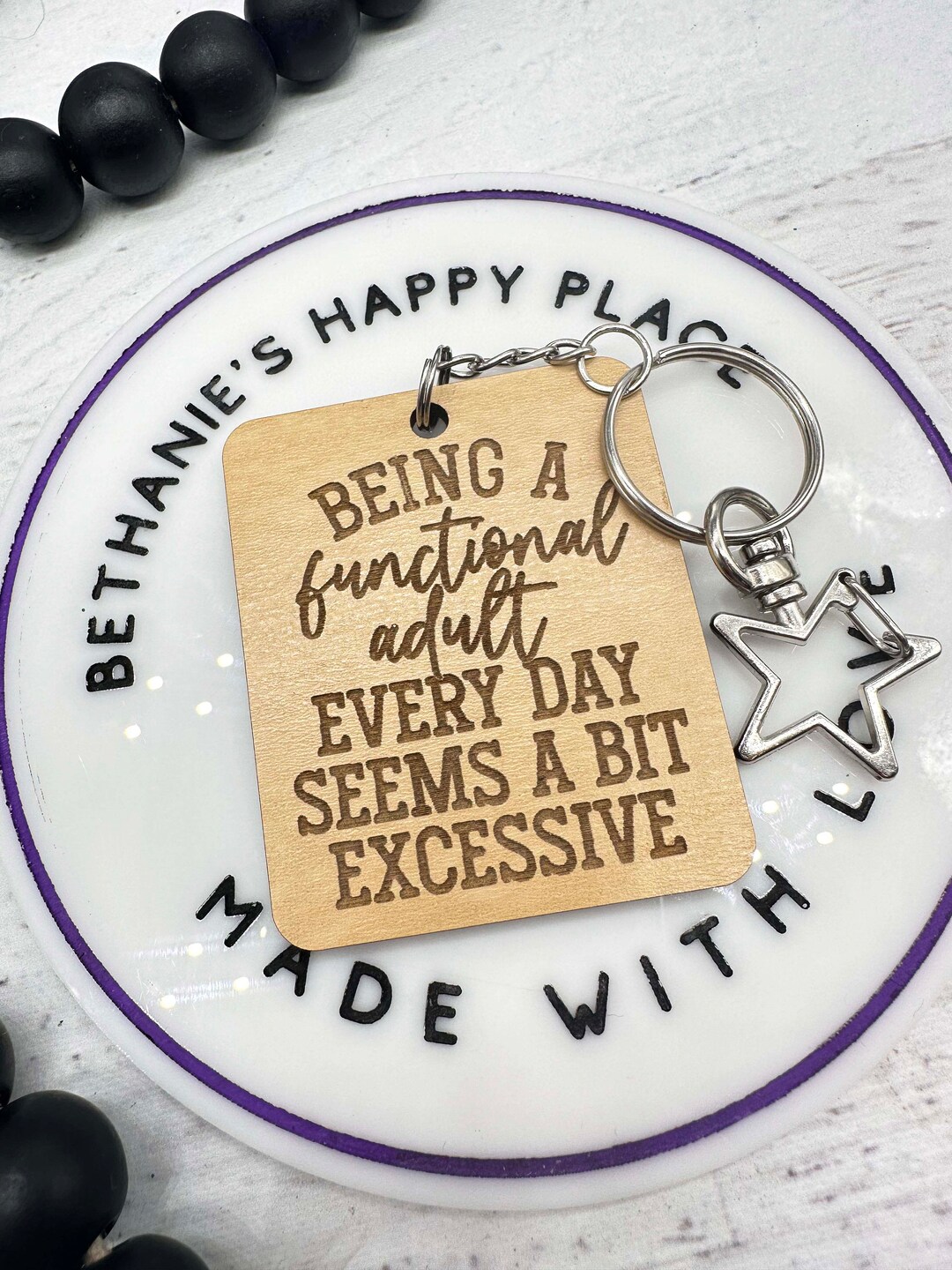 Funny Adulting Keychain: Laser Engraved Wood, Excessive Adult Gift - Etsy