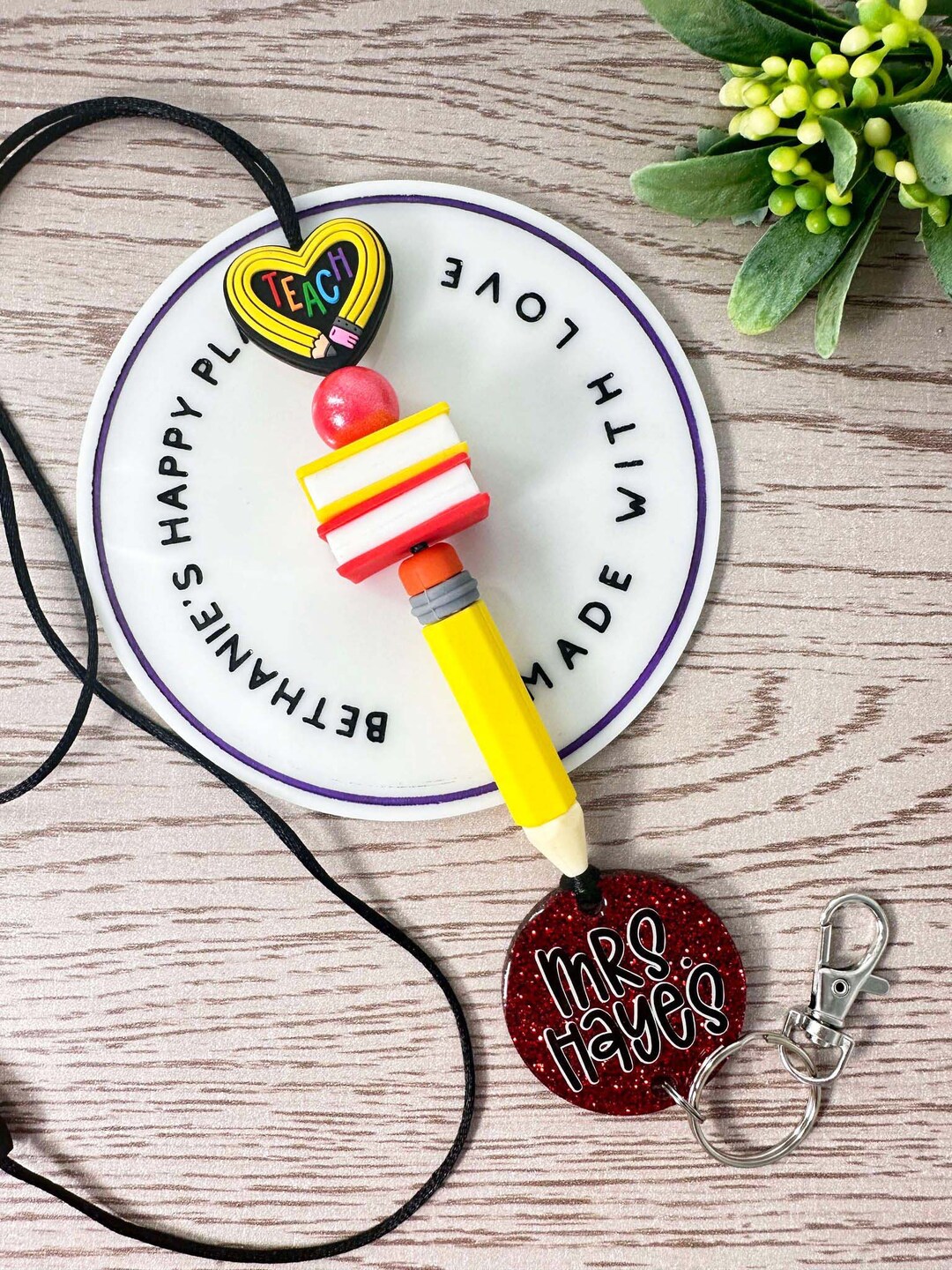 Teach Beaded Lanyard, Personalized Breakaway Lanyard for Teacher ...