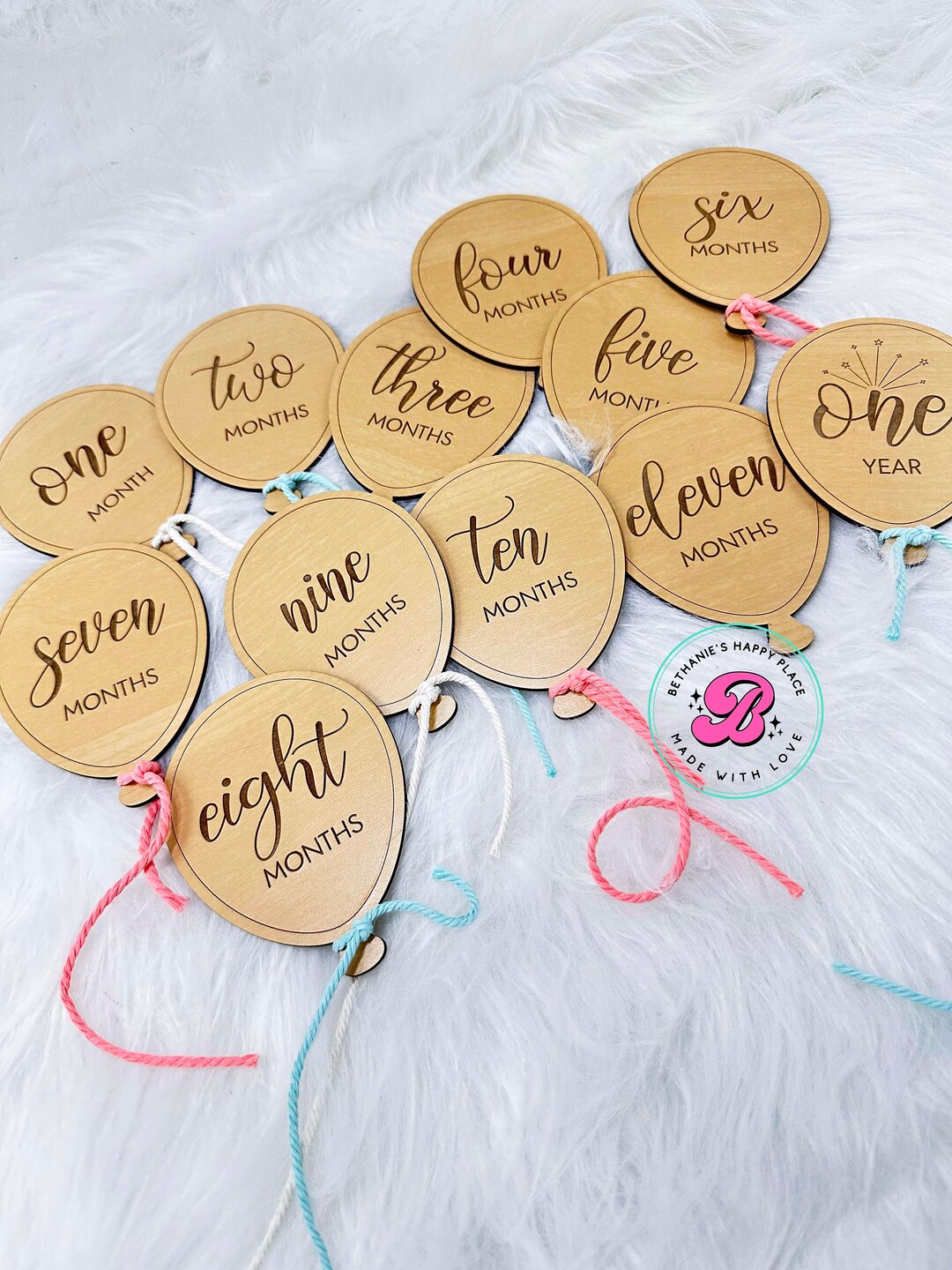 Balloon Milestone Markers, New Baby Gift, Wood Monthly Milestones, Baby ...