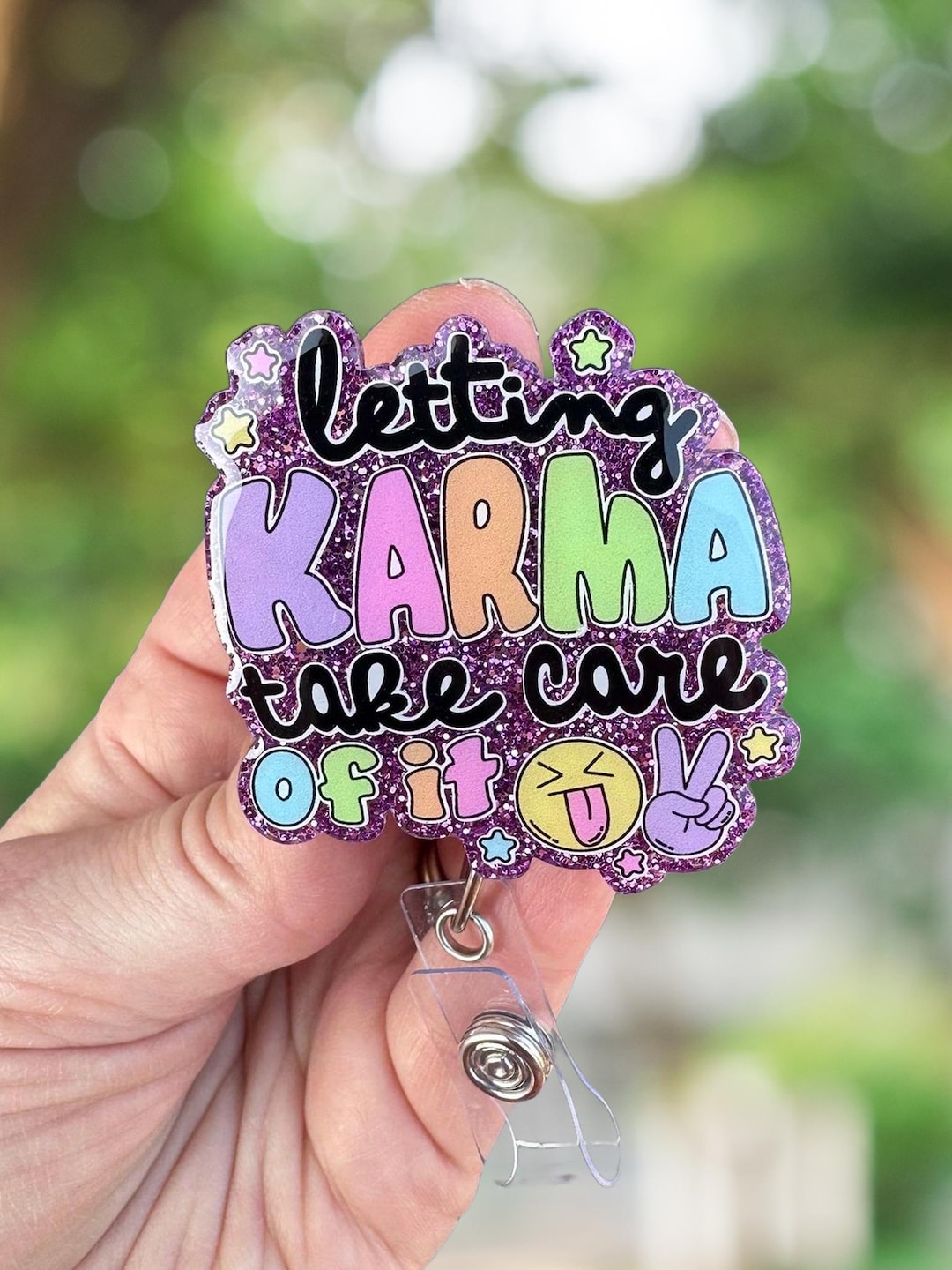 Letting Karma Take Care of It Retractable Badge Reel, Mental Health ...