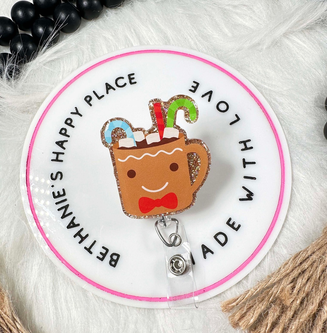 Gingerbread Hot Cocoa Badge Reel: Christmas Teacher Lanyard - Etsy