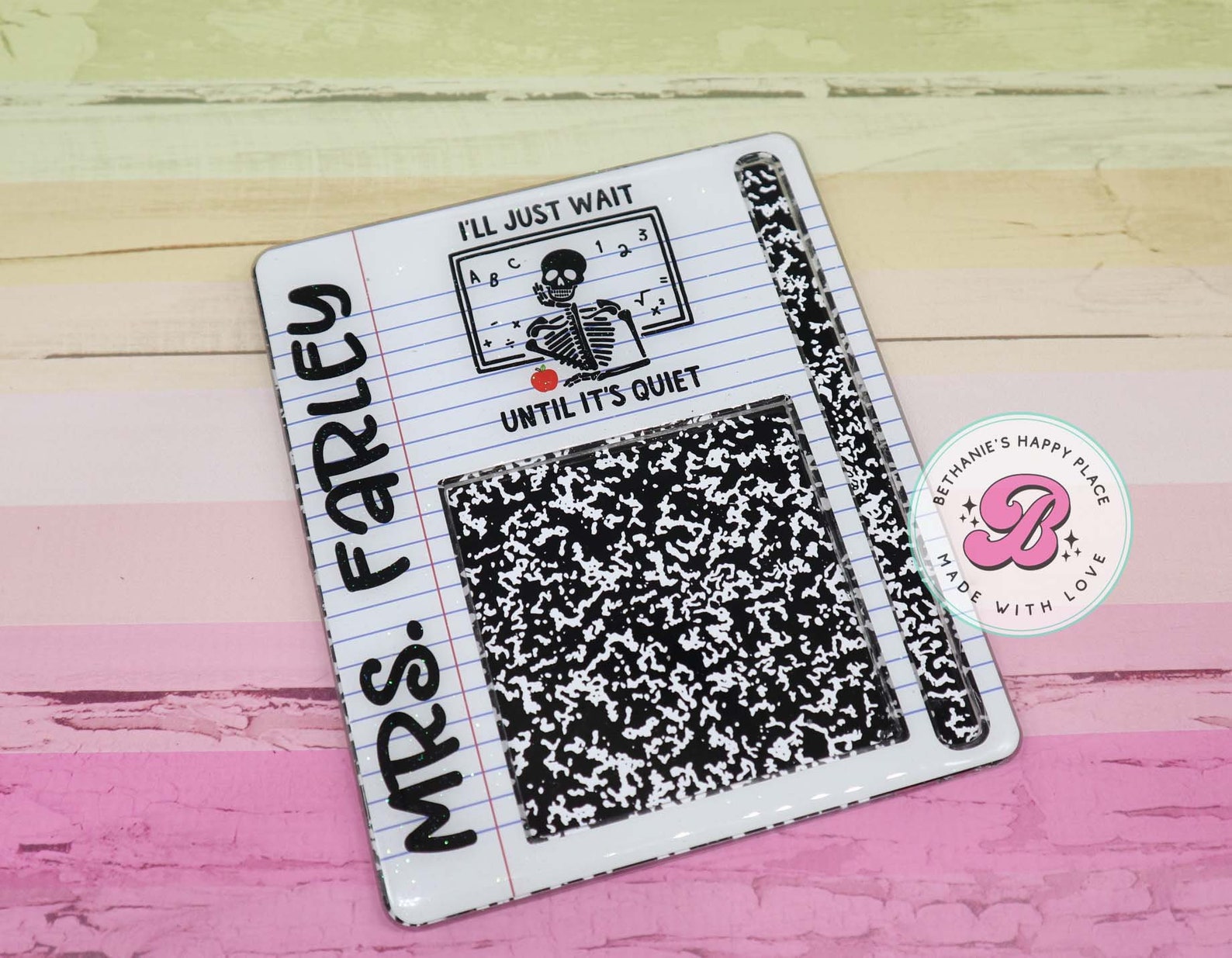 Teacher Sticky Note Holder Personalized Skeleton Sticky Note - Etsy