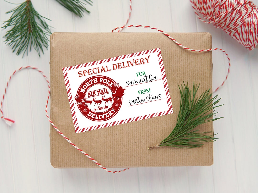 Personalized Christmas Santa Gift Labels, North Pole Delivery Stickers ...