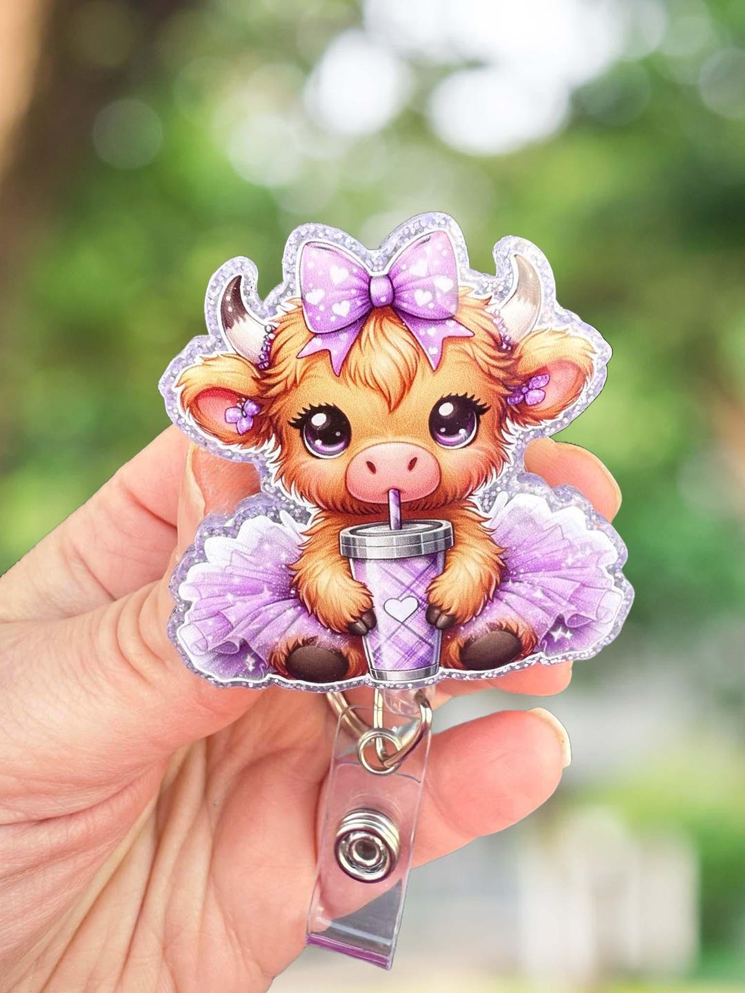 Purple Tutu Cow Retractable Badge Reel: Nurse ID Holder - Etsy