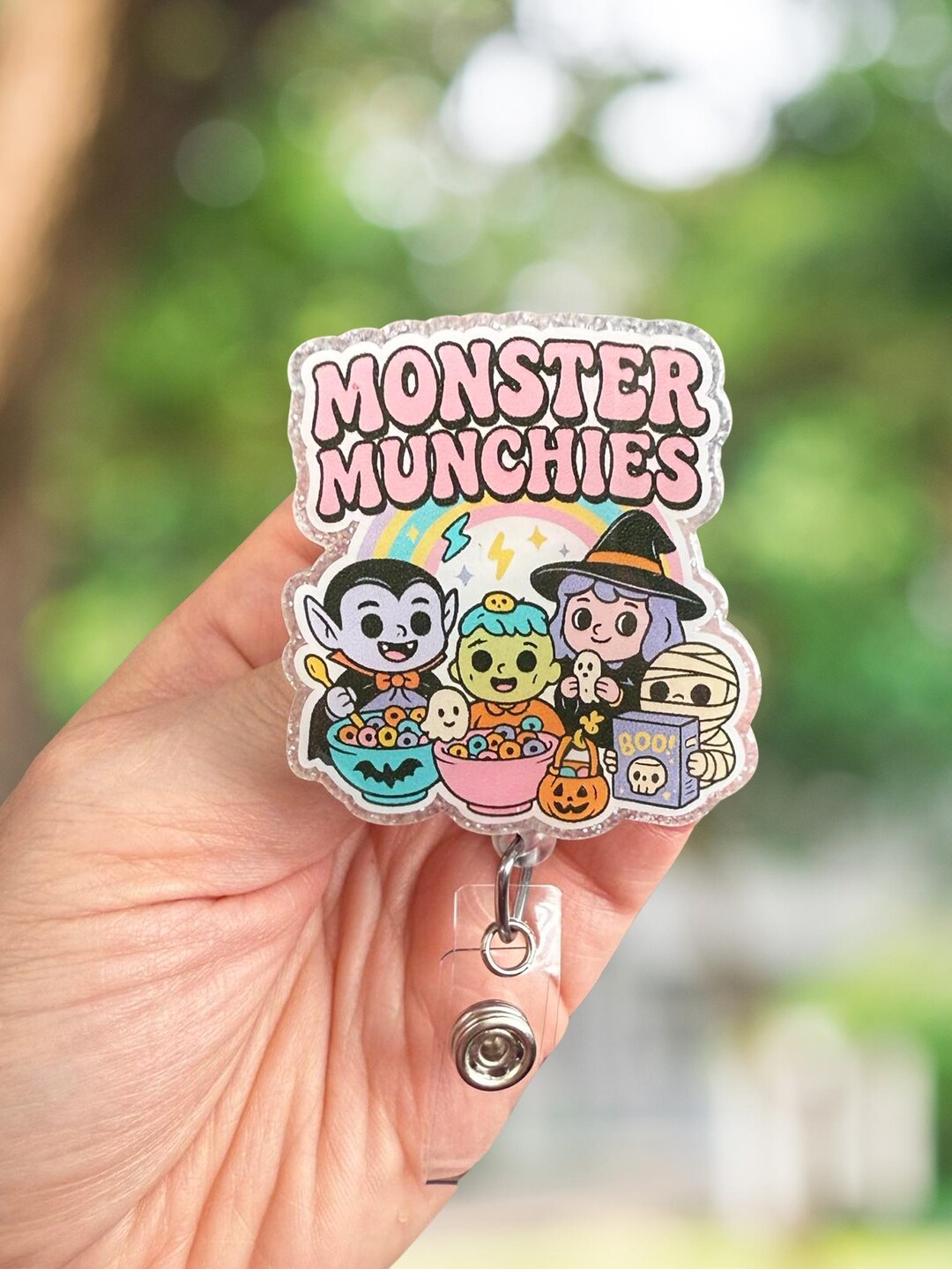 Monster Munchies Retractable Badge Reel: Halloween Nurse ID Holder, Key ...