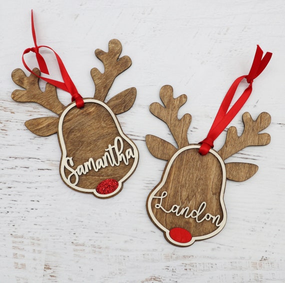 Personalized Reindeer Ornaments Wood Reindeer Ornaments - Etsy