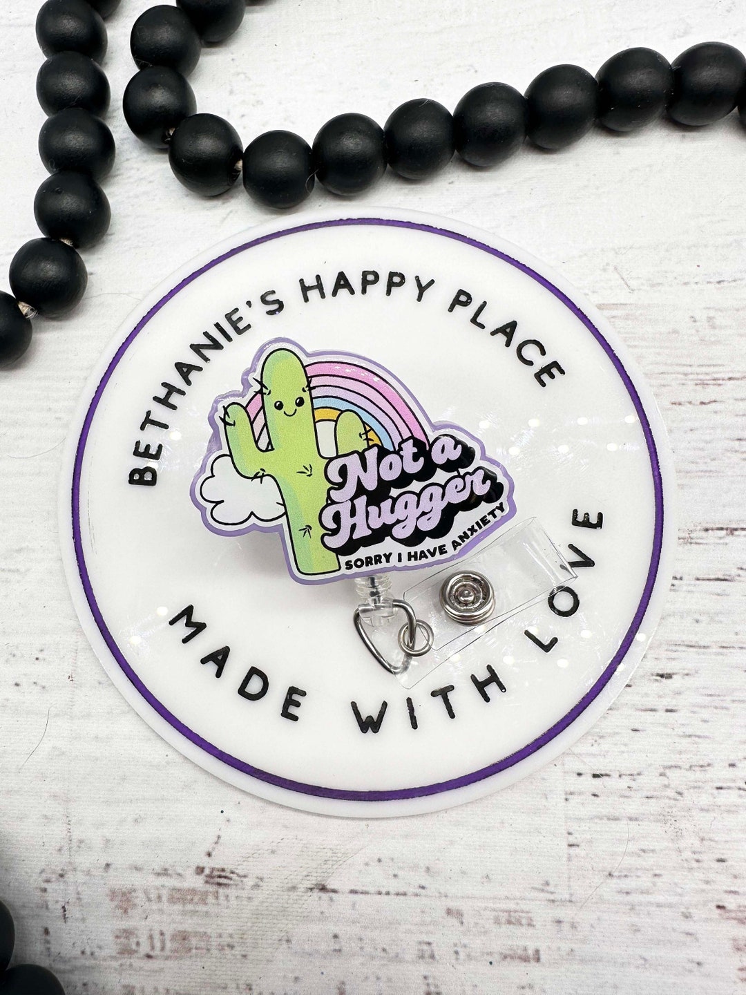 Cactus Not a Hugger Badge Reel, I Have Anxiety, Cactus Badge Holder ...