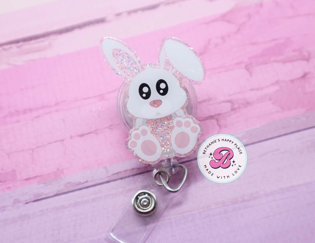 Bunny Badge Reel, Easter Bunny Badge Holder, Easter Badge Clip, Medical ...
