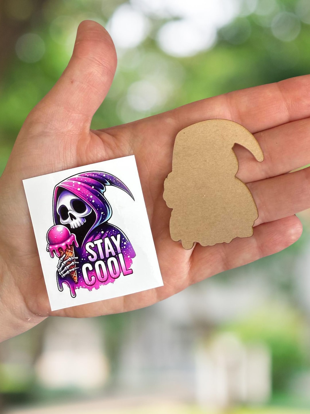 Stay Cool Grim Reaper Ice Cream Badge Reel Blank and Decal - 2" Clear ...