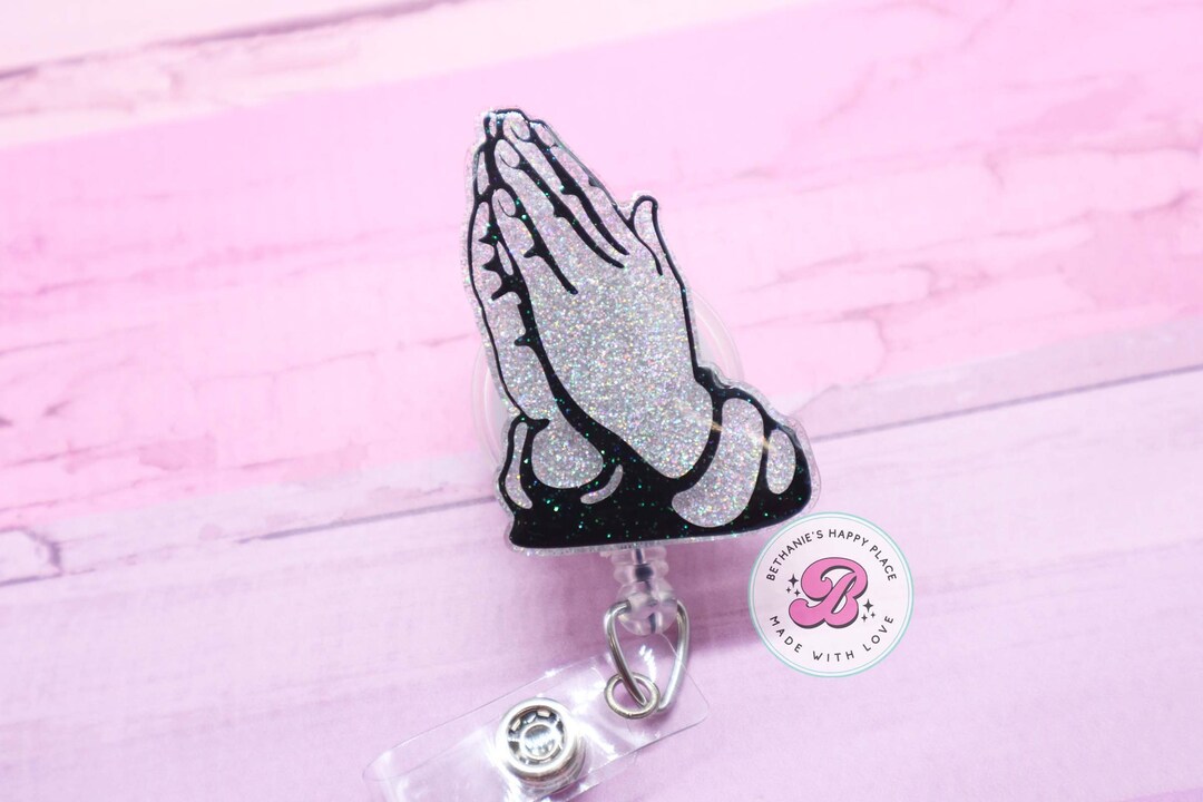 Praying Hands Badge Reel, Prayer Badge Holder, Church Badge Reel ...