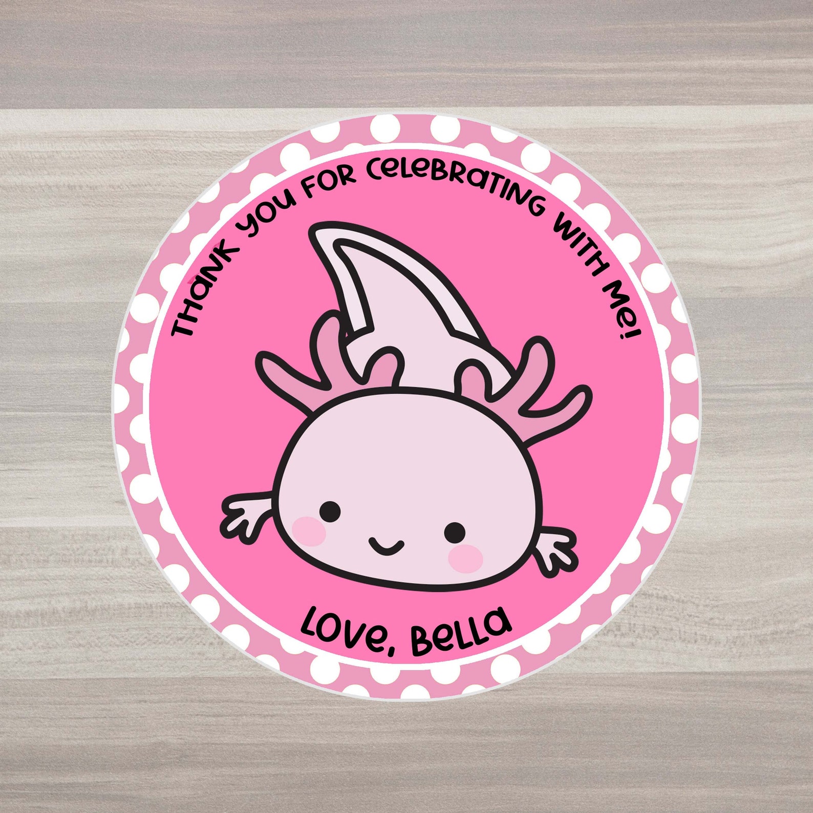 Axolotl Birthday Stickers Axolotl Thank You Stickers Axolotl - Etsy