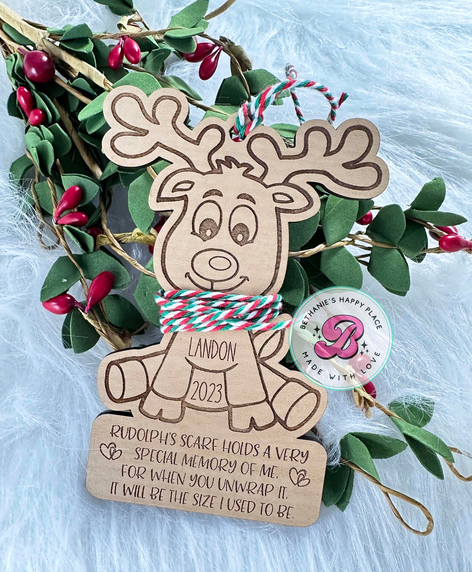 Personalized Reindeer Height Christmas Ornament: Laser Engraved ...