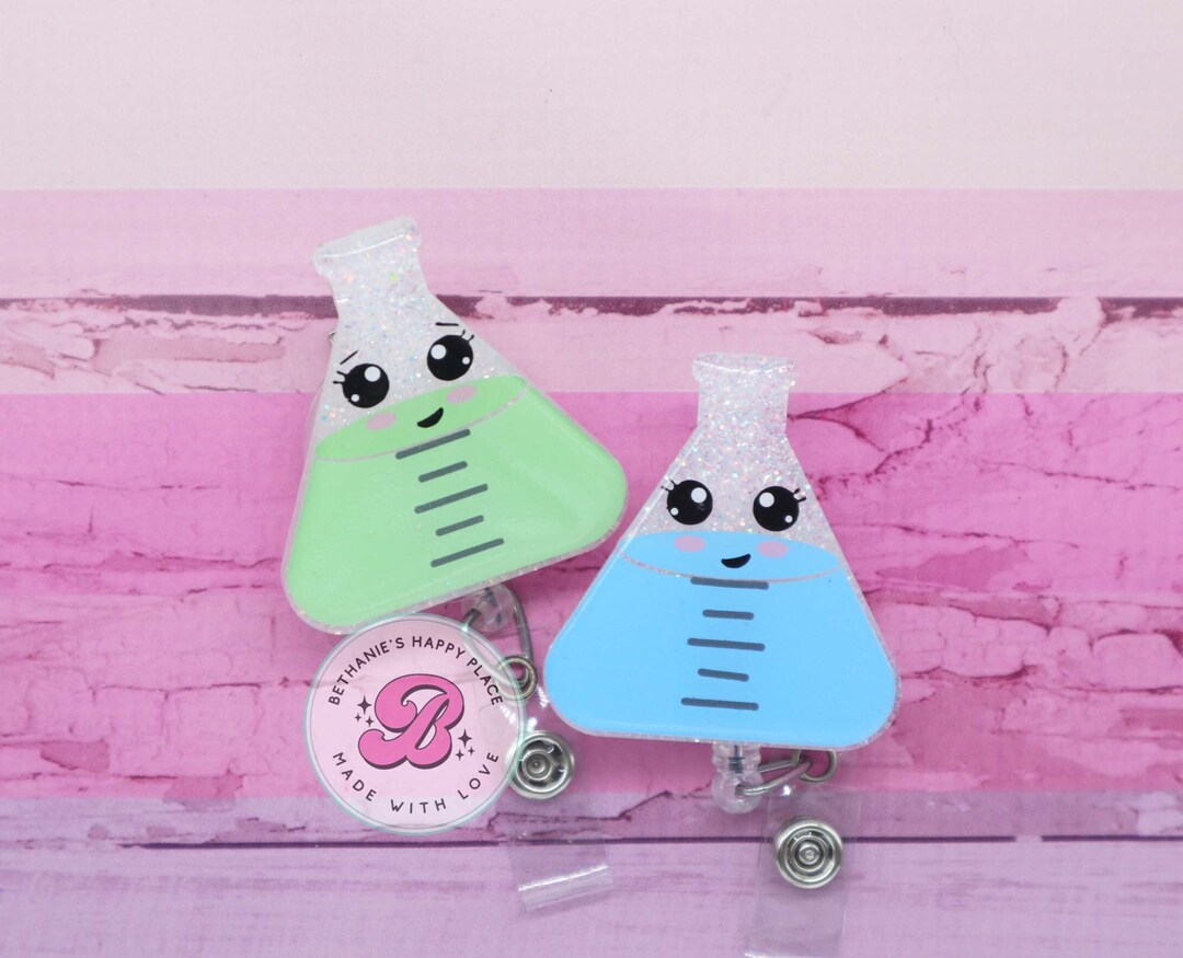 Beaker Badge Reel: Lab Tech Retractable Badge Holder - Etsy