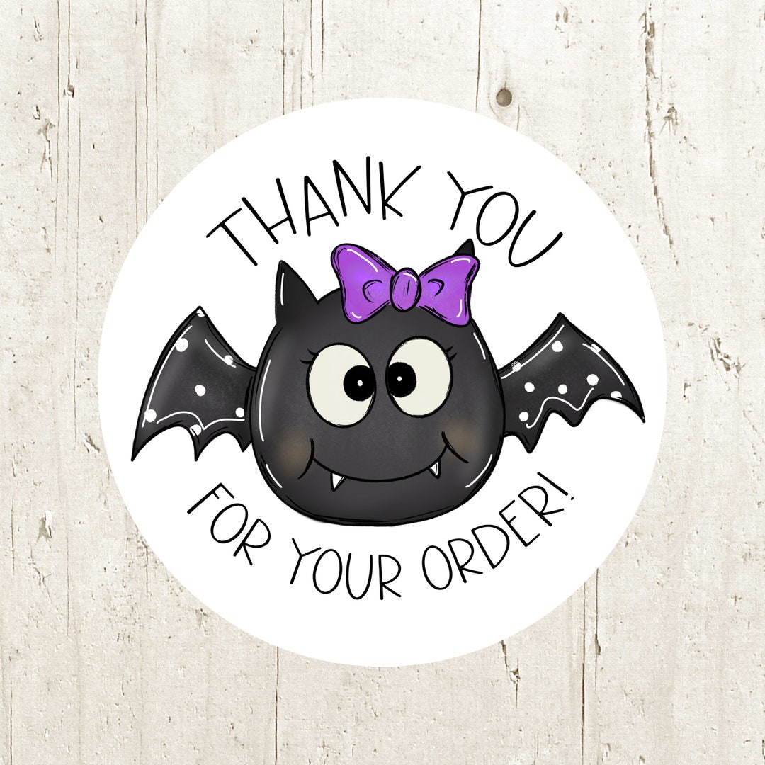 Halloween Packaging Stickers - Bat Thank You Stickers - Halloween Thank ...