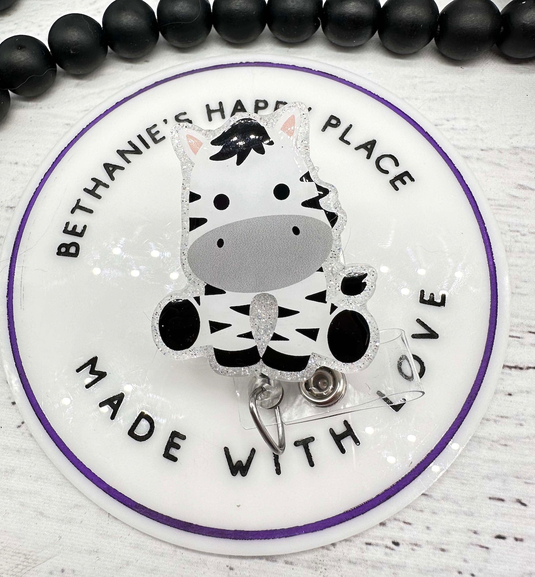 Zebra Badge Reel, Zebra Badge Holder, Zebra Gifts, Acrylic Badge Holder ...