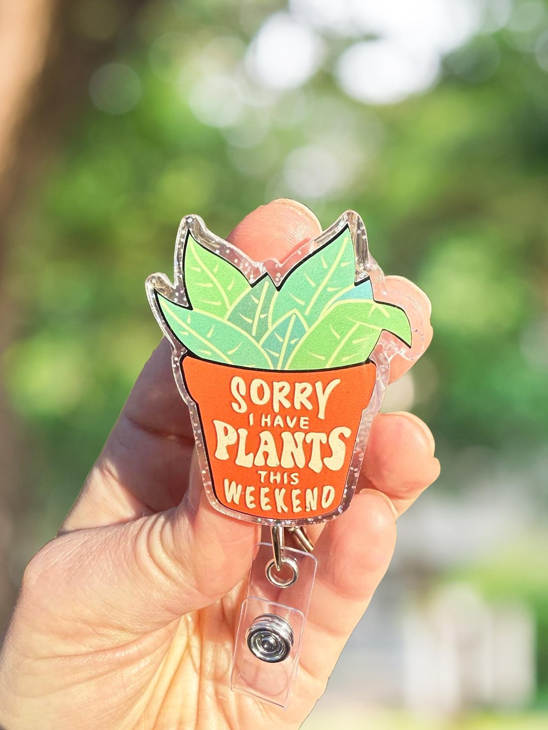 Sorry I Have Plants Retractable Badge Reel, Plant Badge Holder, Medical ...