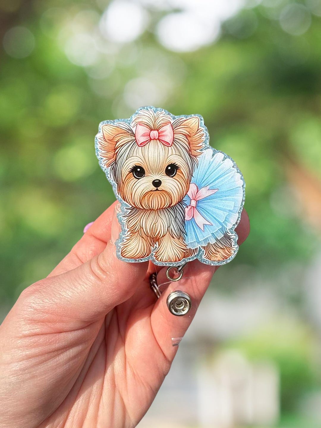 Yorkie Retractable Badge Reel, Tutu Yorkie Badge Reel, Yorkie Gifts ...