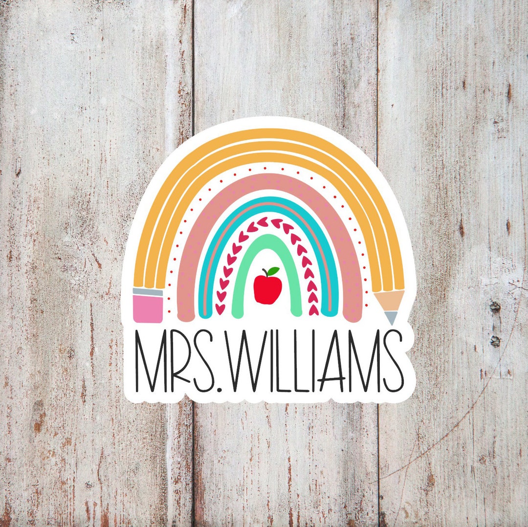 Rainbow Teacher Sticker - Personalized Teacher Sticker - Sticker With ...
