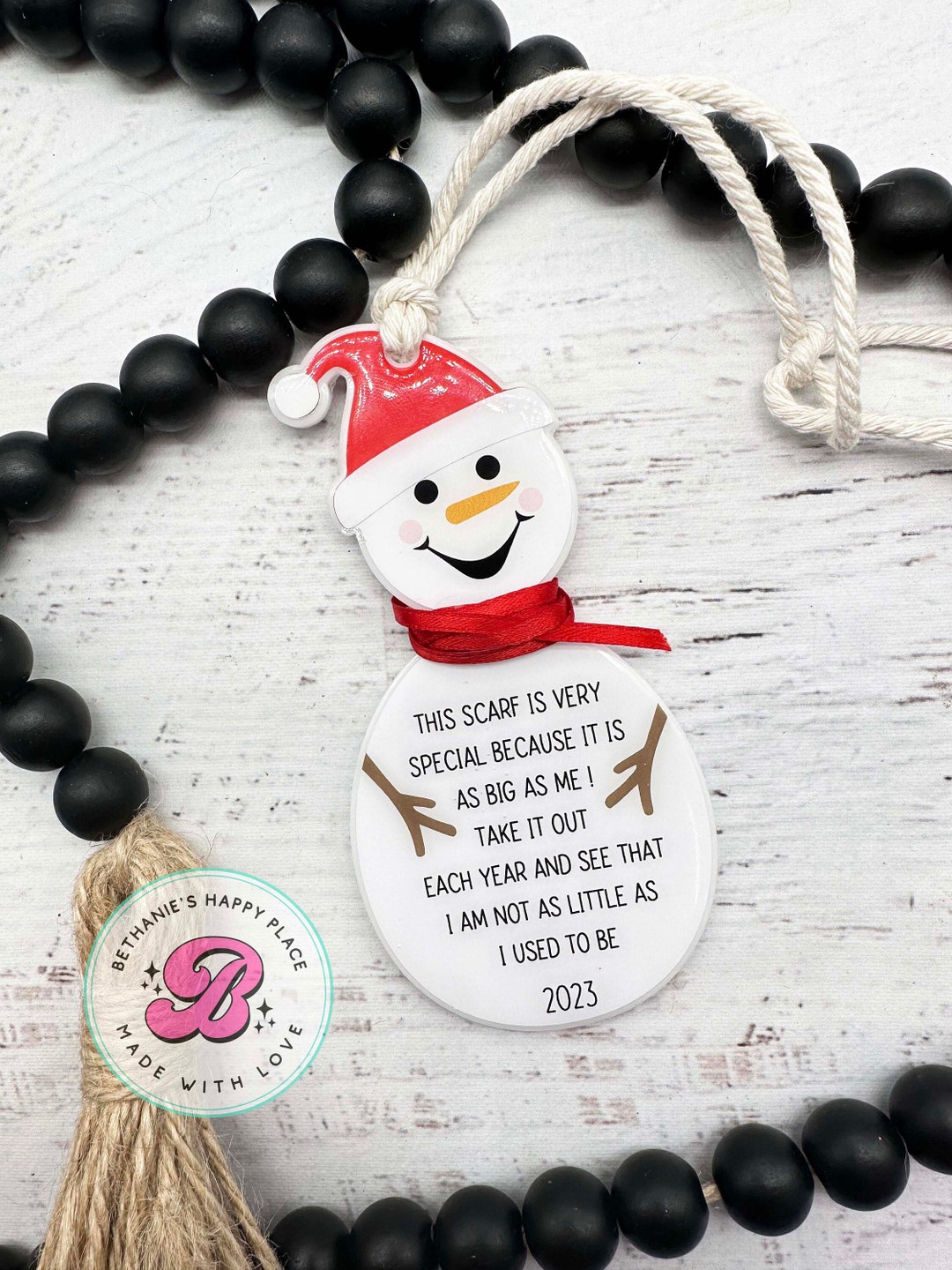Christmas Ribbon Height Snowman Ornament, Christmas Height Ornament ...