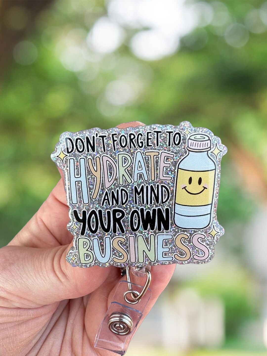 Mind Your Own Business Retractable Badge Reel, Funny Acrylic Badge ...