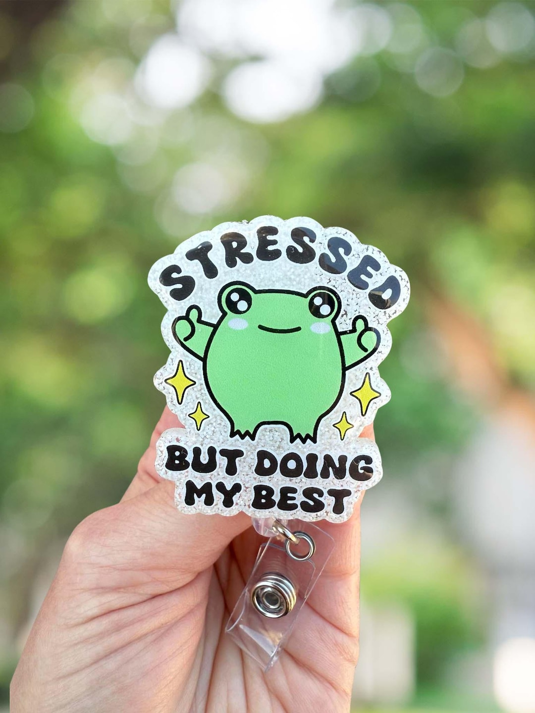 Stressed but Doing My Best Frog Retractable Badge Reel, Mental Health ...