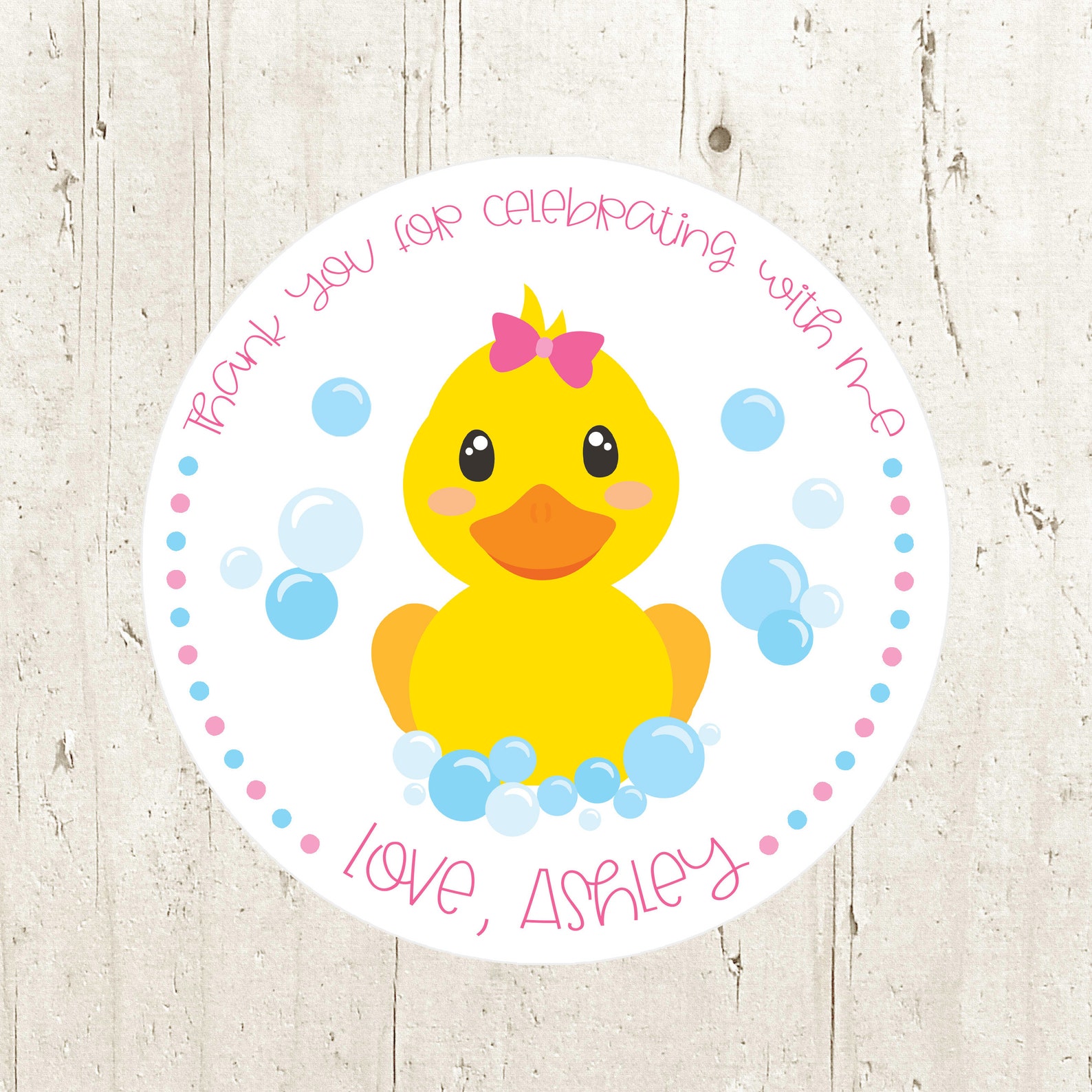 Duck Girl Birthday Stickers Duck Thank You Stickers Duck - Etsy