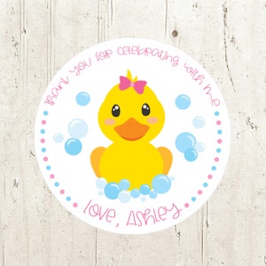 Duck Girl Birthday Stickers - Duck Thank You Stickers - Duck Treat Bag ...