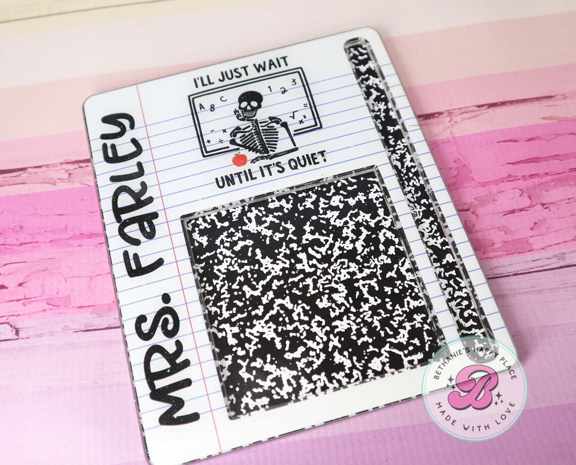 Teacher Sticky Note Holder Personalized Skeleton Sticky Note - Etsy