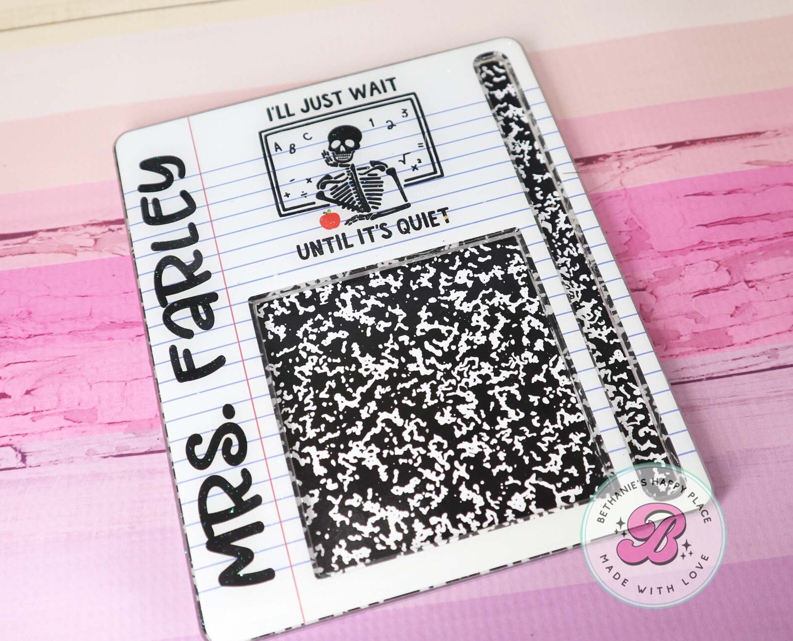 Teacher Sticky Note Holder Personalized Skeleton Sticky Note - Etsy